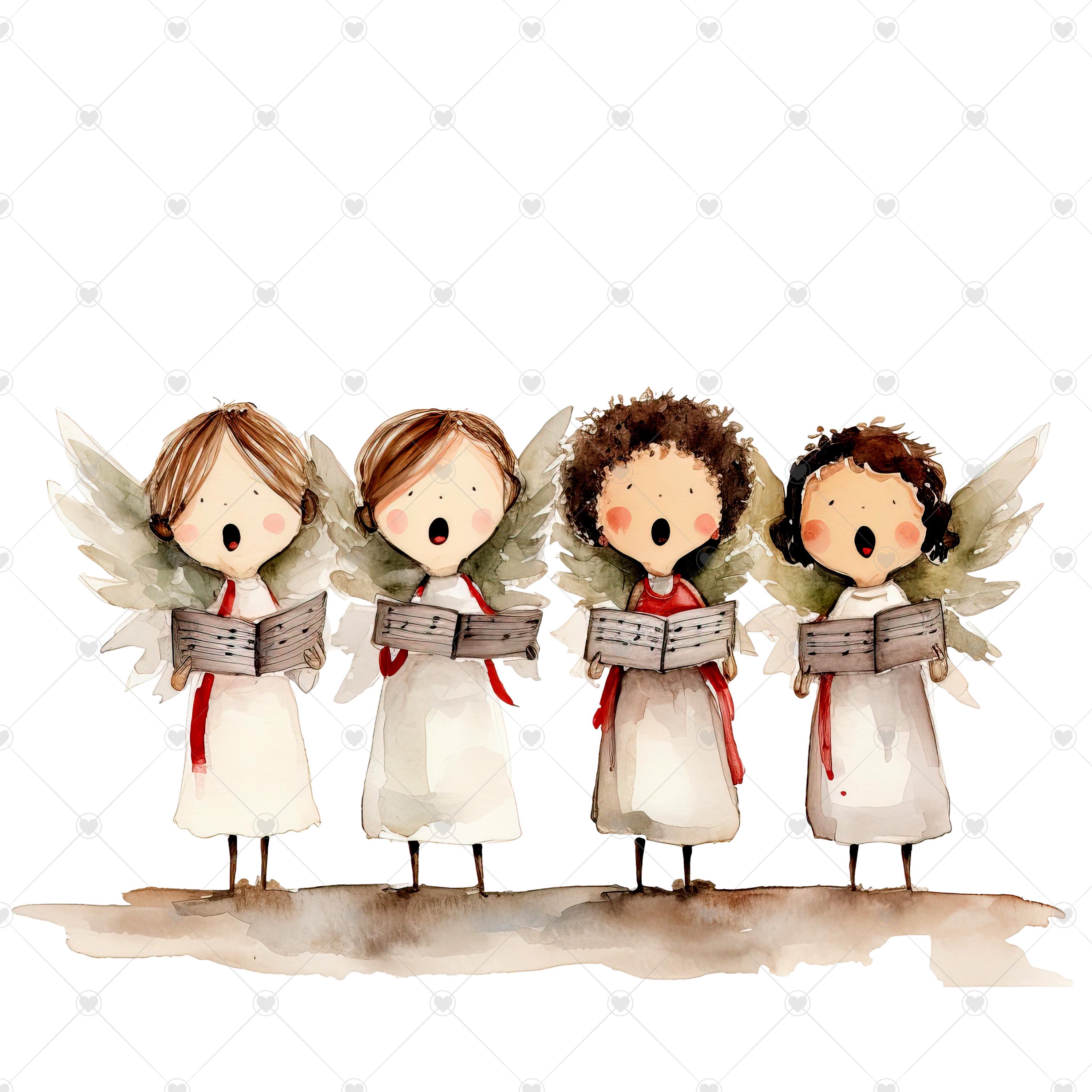 Adorable Little Angels Singing Christmas Carols PNG Clipart Bundle ...