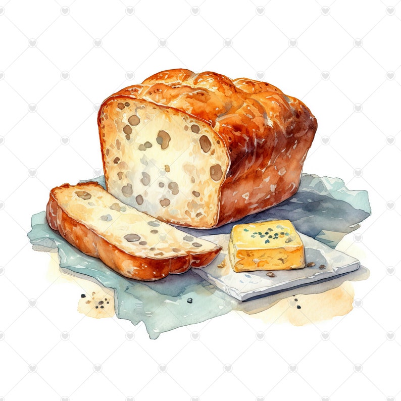 Bread and Cheese Clipart Bundle 10 High Quality Watercolor - Etsy
