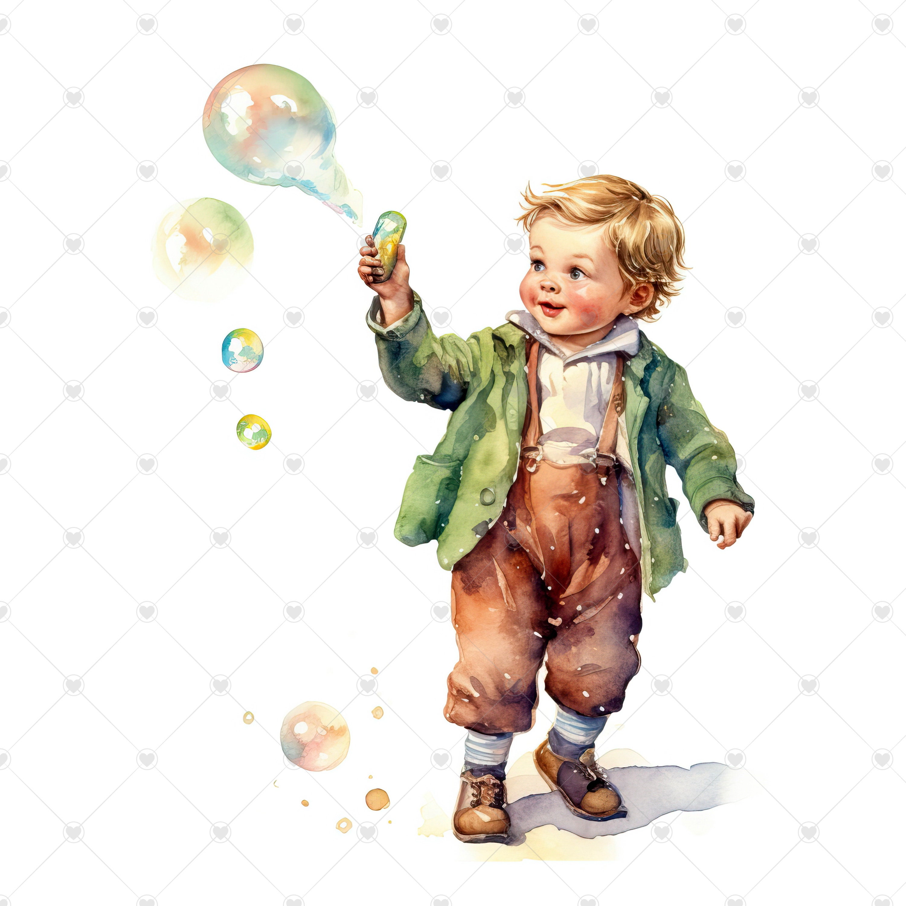 Little Boy Blowing Bubbles Clipart Bundle 10 High Quality - Etsy
