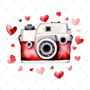 Cute Vintage Red Camera With Hearts Clipart Bundle- 10 High Quality ...
