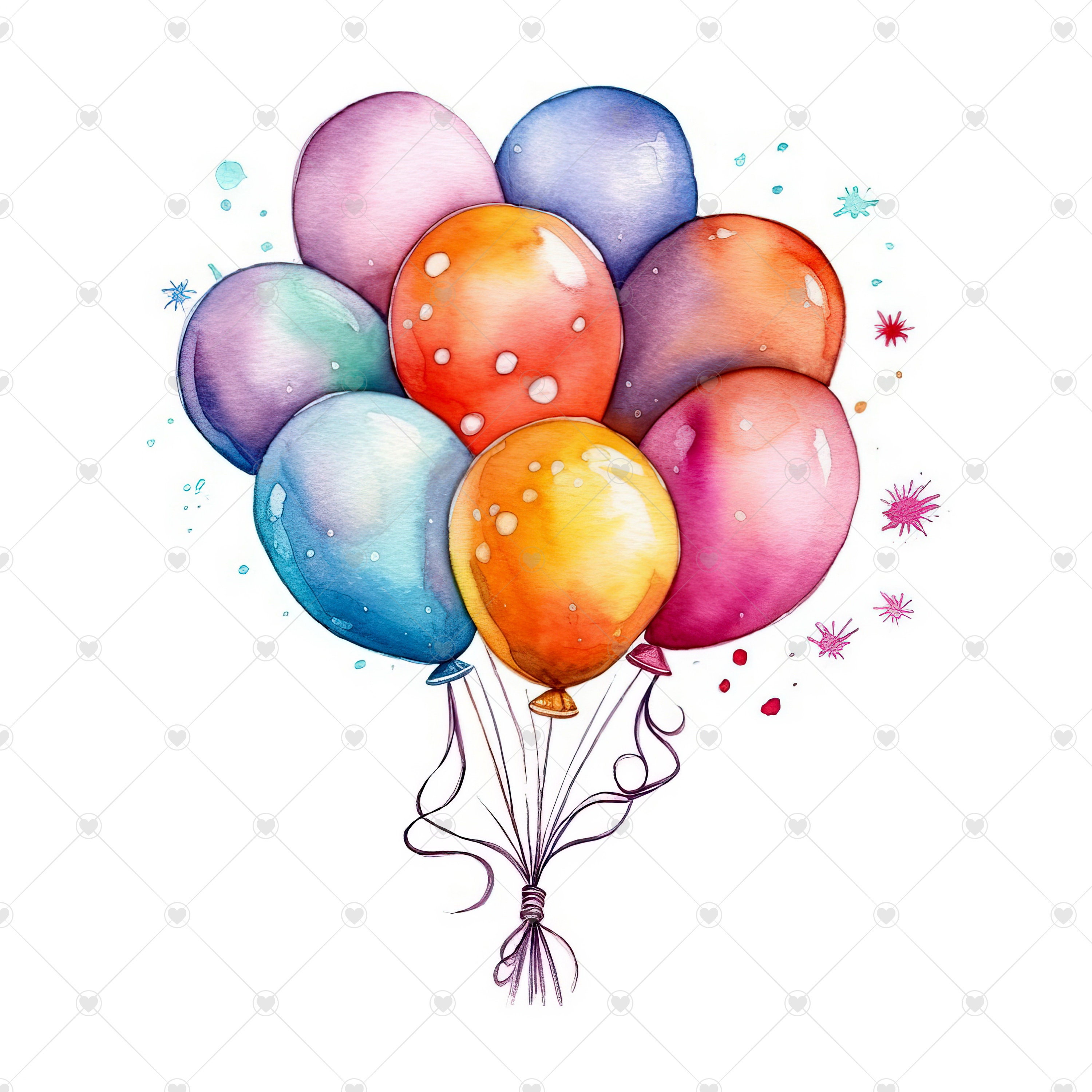 Birthday Party Balloons Clipart Bundle 10 High Quality - Etsy