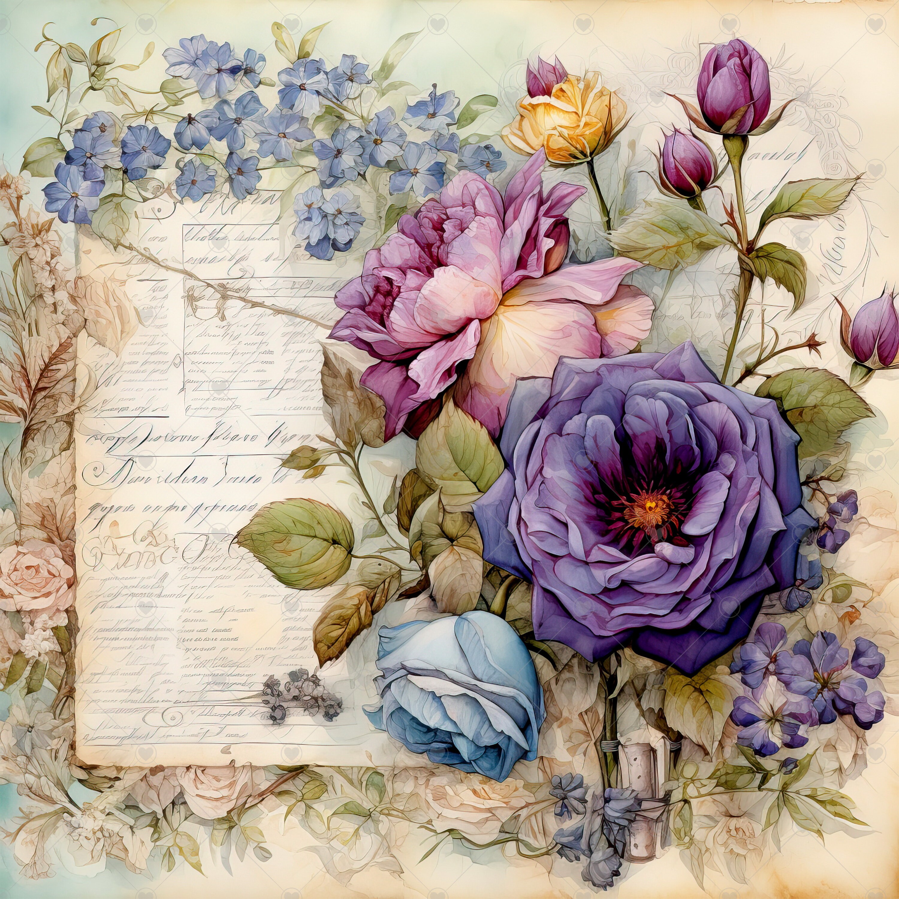 Shabby Chic Letter With Soft Flowers Clipart Bundle 10 High - Etsy