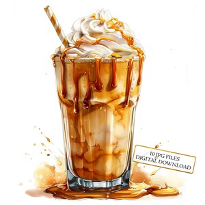 Caramel Milkshake Clipart Bundle 10 High Quality Watercolor Jpgs ...