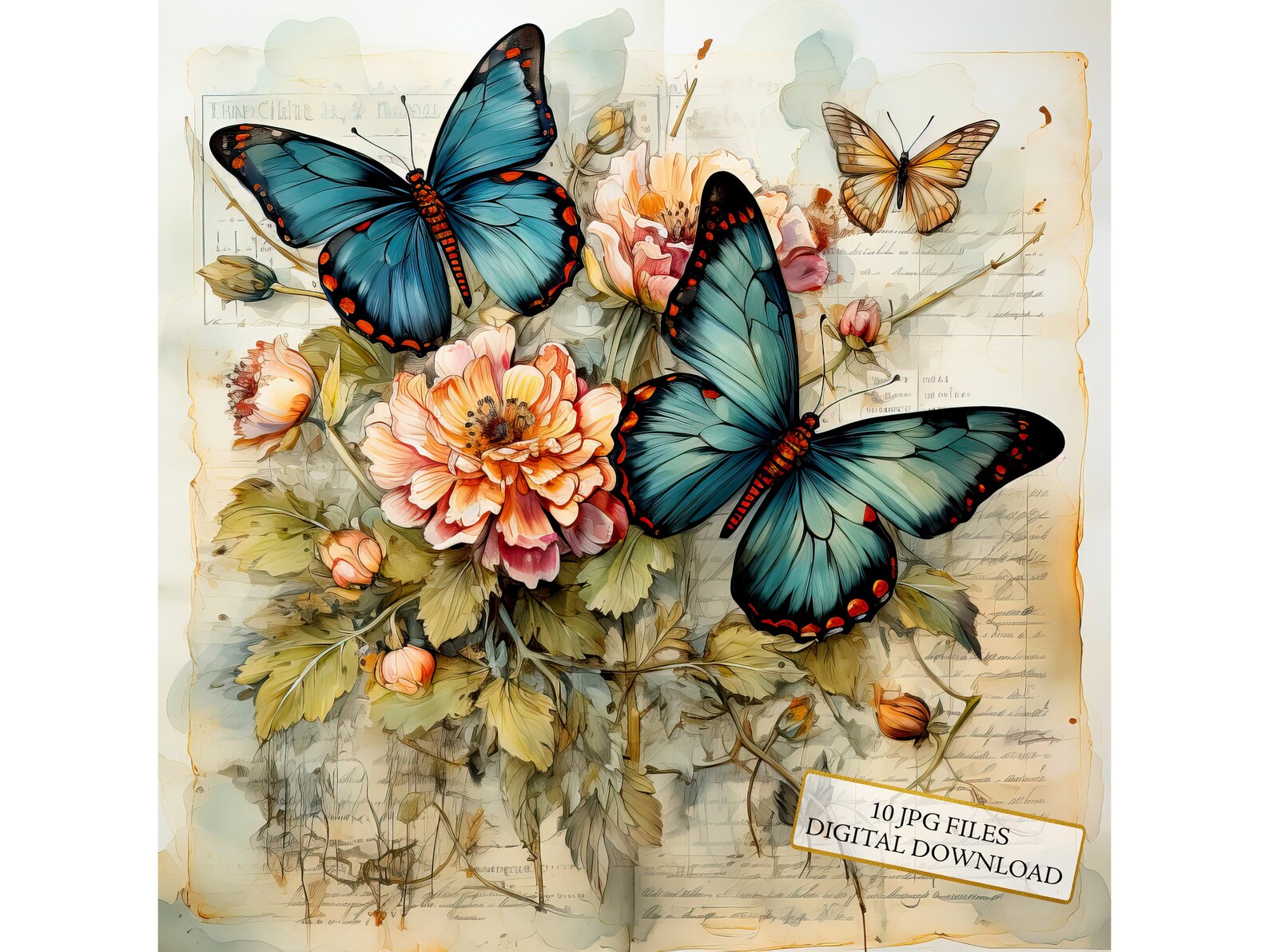 Shabby Chic Flowers and Butterflies Clipart Bundle-10 High Quality ...