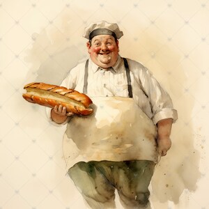 Fat Baker Baking Baguettes and Bread Clipart Bundle- 10 High Quality ...