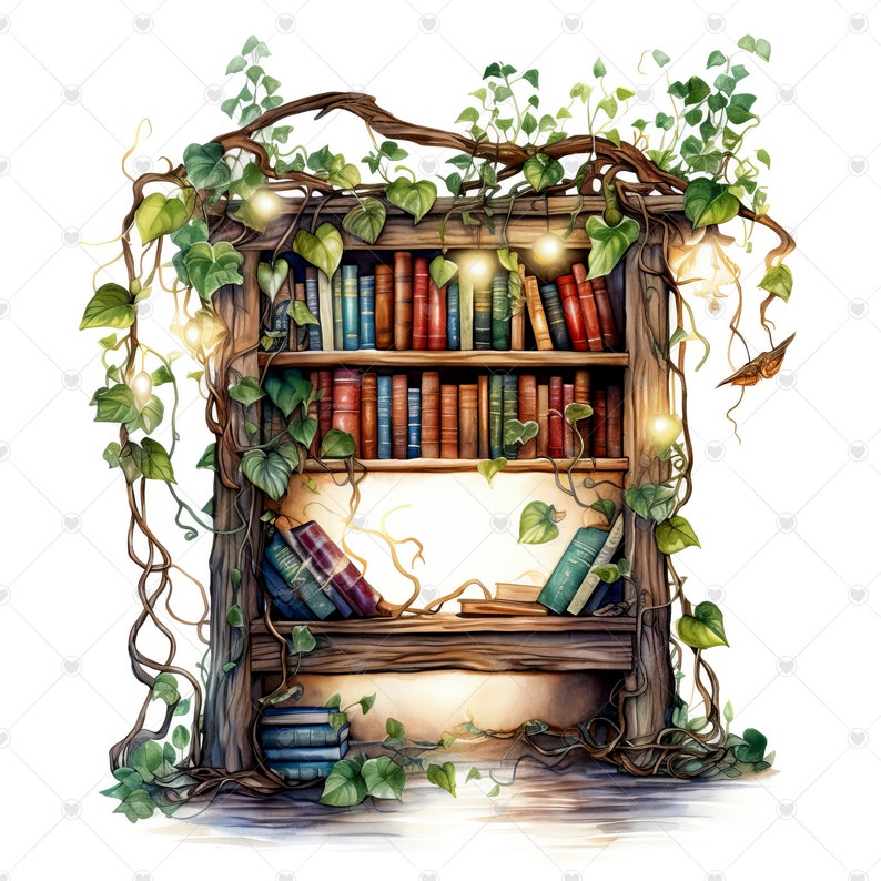 Enchanted Magical Forest Bookshelf Clipart Bundle 10 High - Etsy