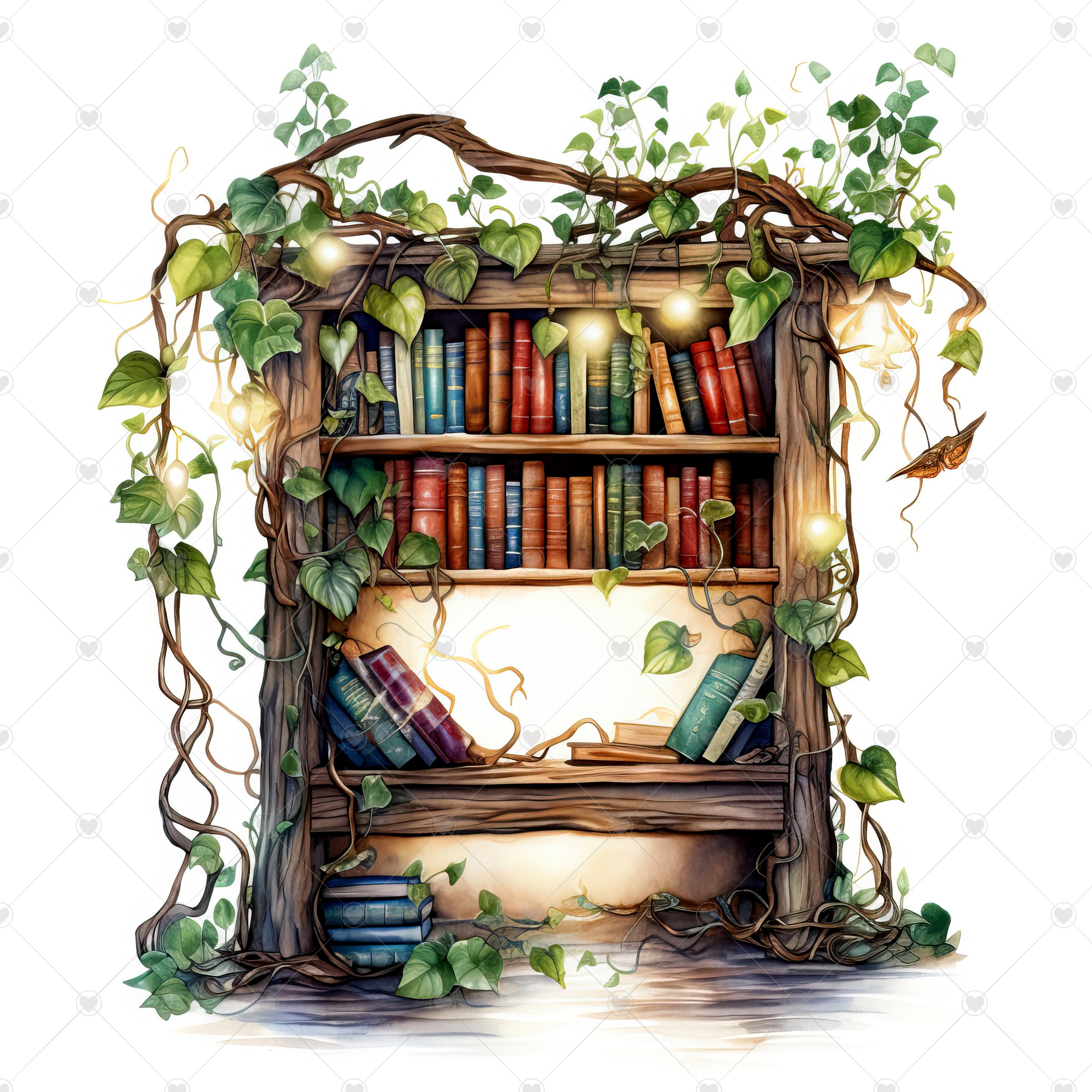 Enchanted Magical Forest Bookshelf Clipart Bundle 10 High - Etsy