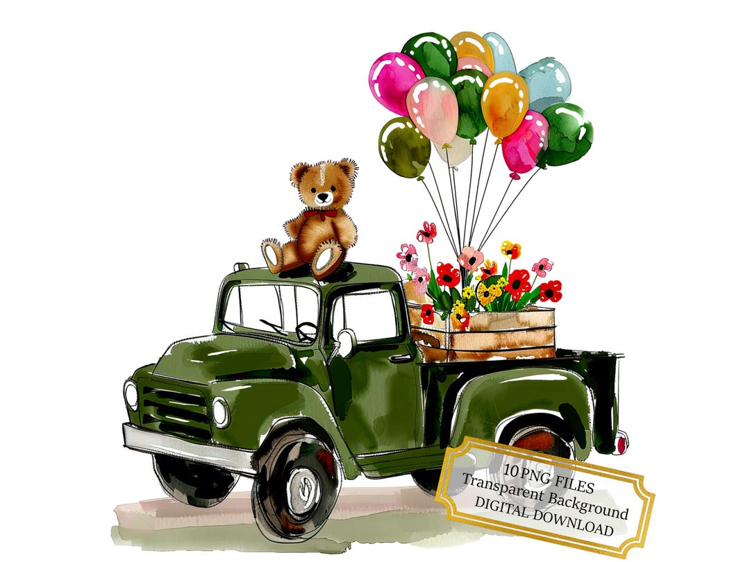 Pacote de imagens PNG de um ursinho de pelúcia com balões em uma ...