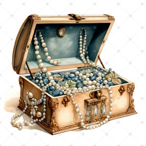 Open Ornate Vintage Jewelry Box Clipart Bundle- 10 High Quality ...