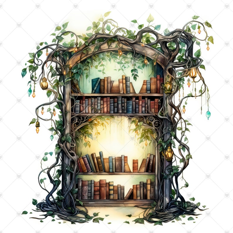 Enchanted Magical Forest Bookshelf Clipart Bundle 10 High - Etsy