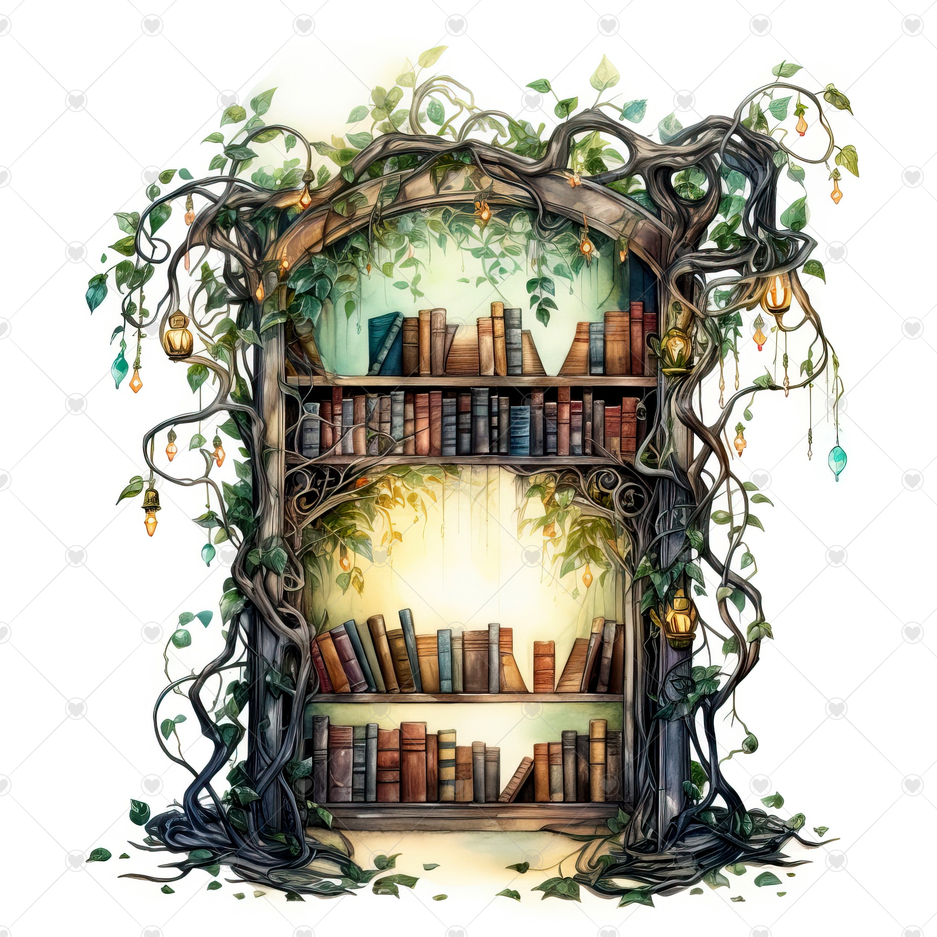 Enchanted Magical Forest Bookshelf Clipart Bundle 10 High - Etsy