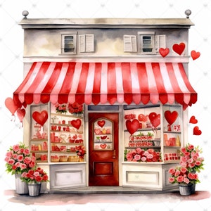 Cute Romantic Valentine's Day Shop Clipart Bundle- 10 High Quality ...