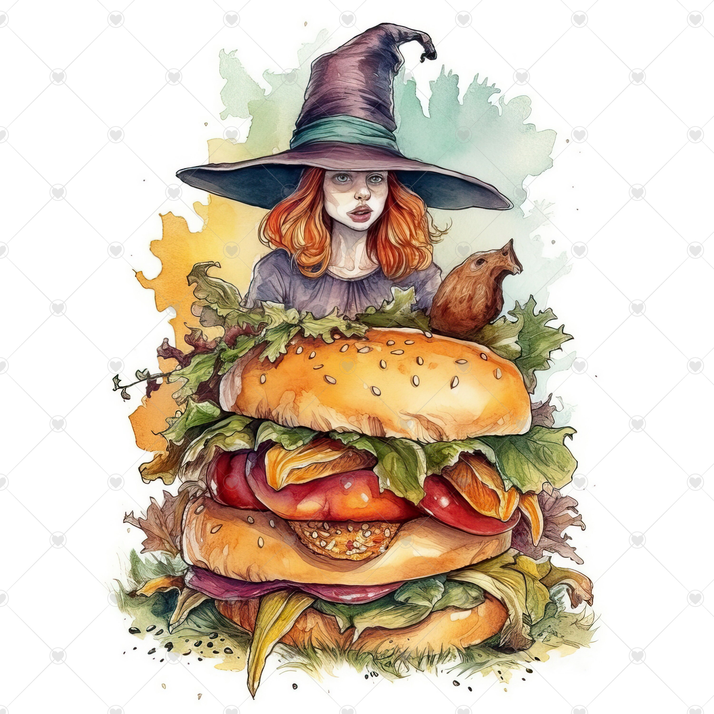 Witch With a Sandwich Clipart Bundle 10 High Quality - Etsy
