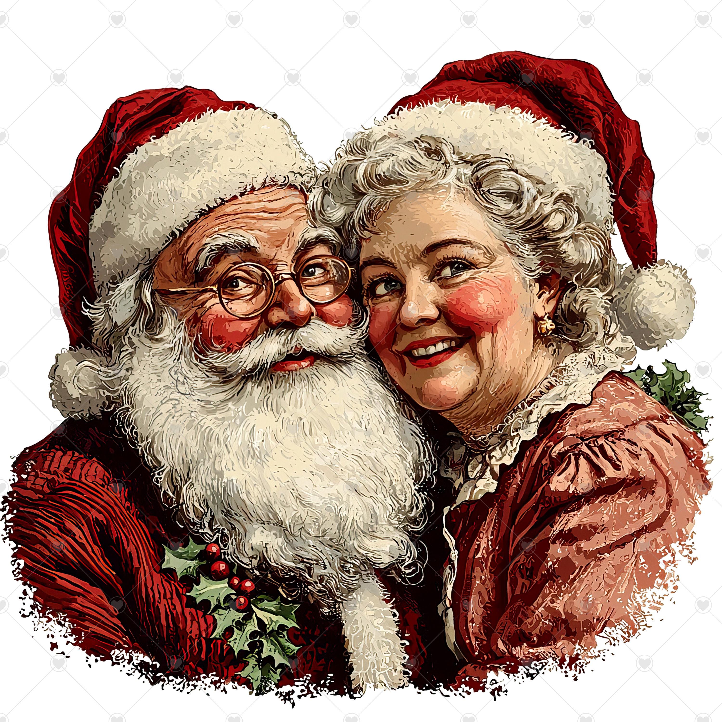 Santa Claus and Mrs Claus Hugging Lovingly PNG Clipart Bundle- Digital ...
