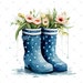 Blue Polka Dot Rain Boots With Flowers Clipart Bundle 10 High Quality ...