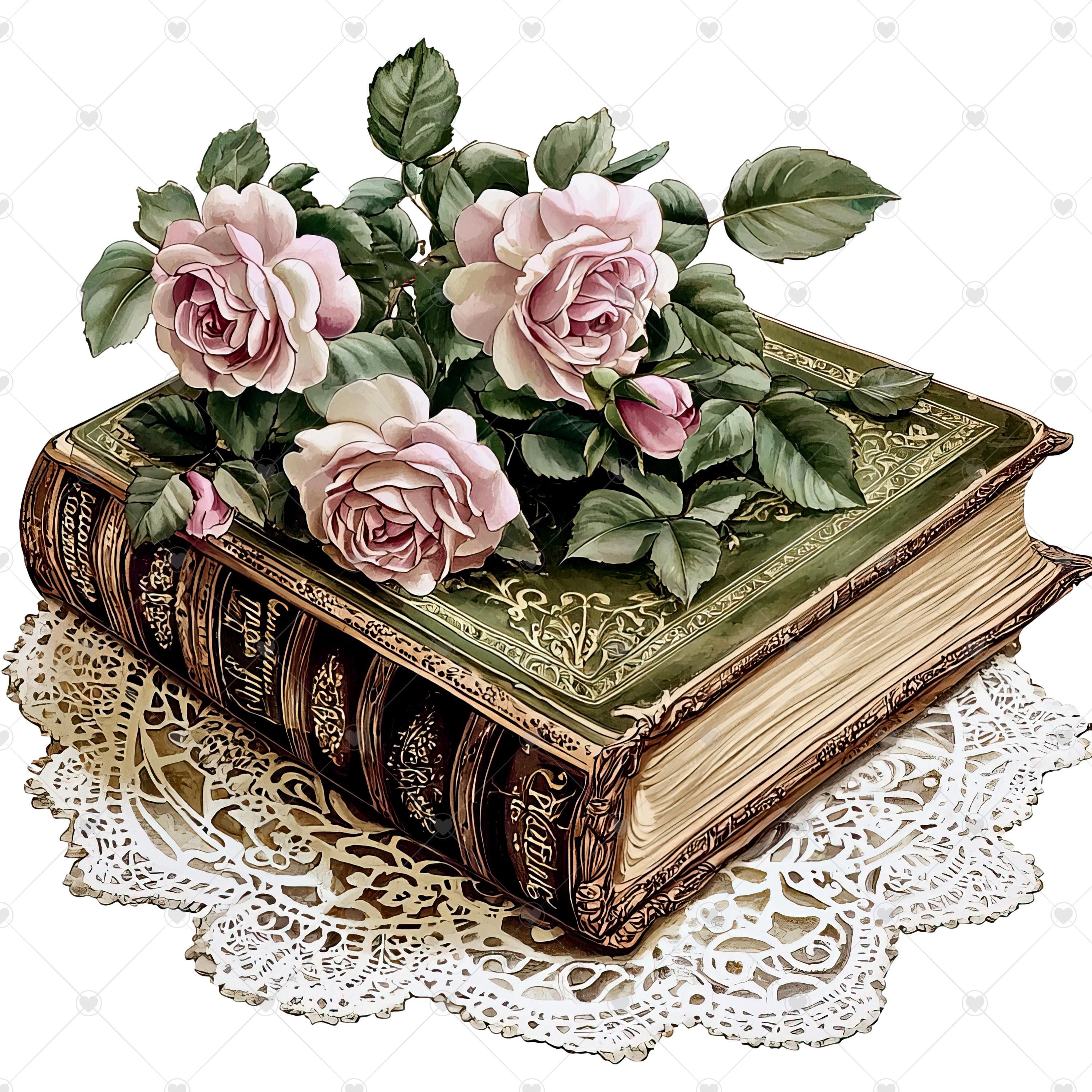 Vintage Boos With Wild Roses and Doily PNG Clipart Bundle- Digital ...