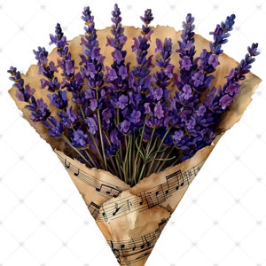 Lavender Bouquet in Music Notes Clipart Bundle- 10 High Quality ...