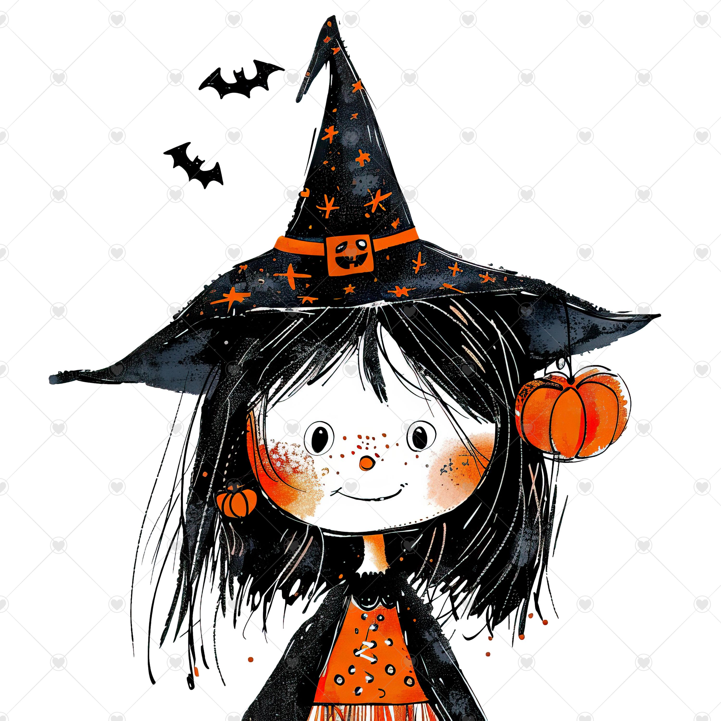 Little Halloween Witch PNG Clipart Bundle- Digital Download - Etsy