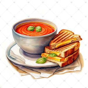 Tomato Soup and Grilled Cheese Sandwich Clipart Bundle- 10 High Quality ...