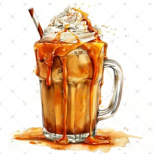 Caramel Milkshake Clipart Bundle 10 High Quality Watercolor Jpgs ...