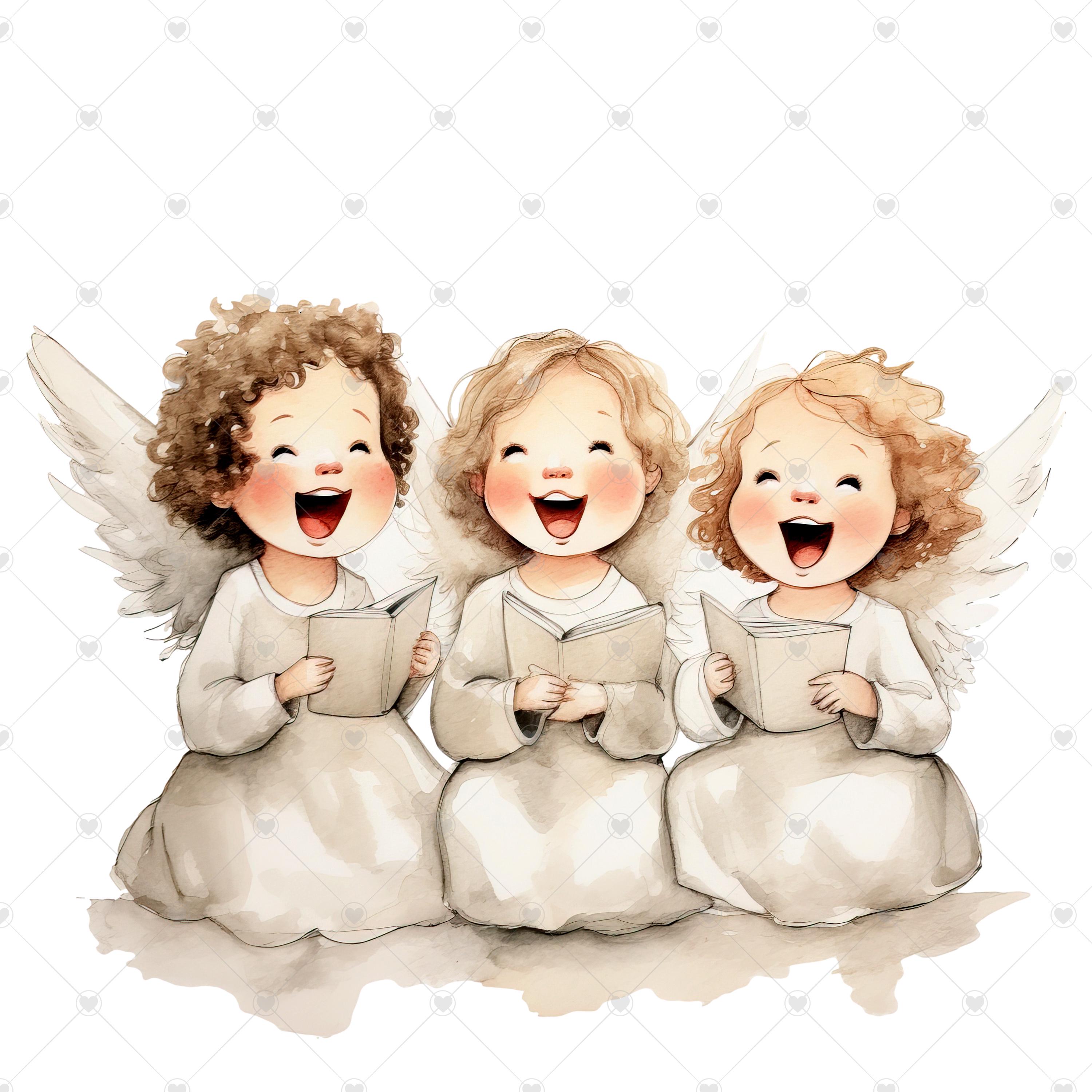 Adorable Little Angels Singing Christmas Carols PNG Clipart Bundle ...