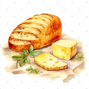 Bread and Cheese Clipart Bundle- 10 High Quality Watercolor Jpgs ...