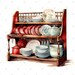 Retro Red Dish Drying Rack Clipart Bundle 10 High Quality Watercolor ...