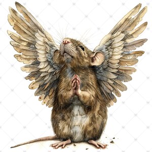 Cute Rat With Angel Wings Clipart Bundle- 10 High Quality Watercolor ...