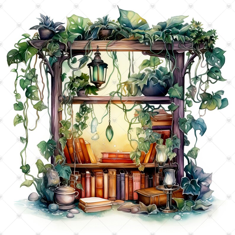 Enchanted Magical Forest Bookshelf Clipart Bundle 10 High - Etsy