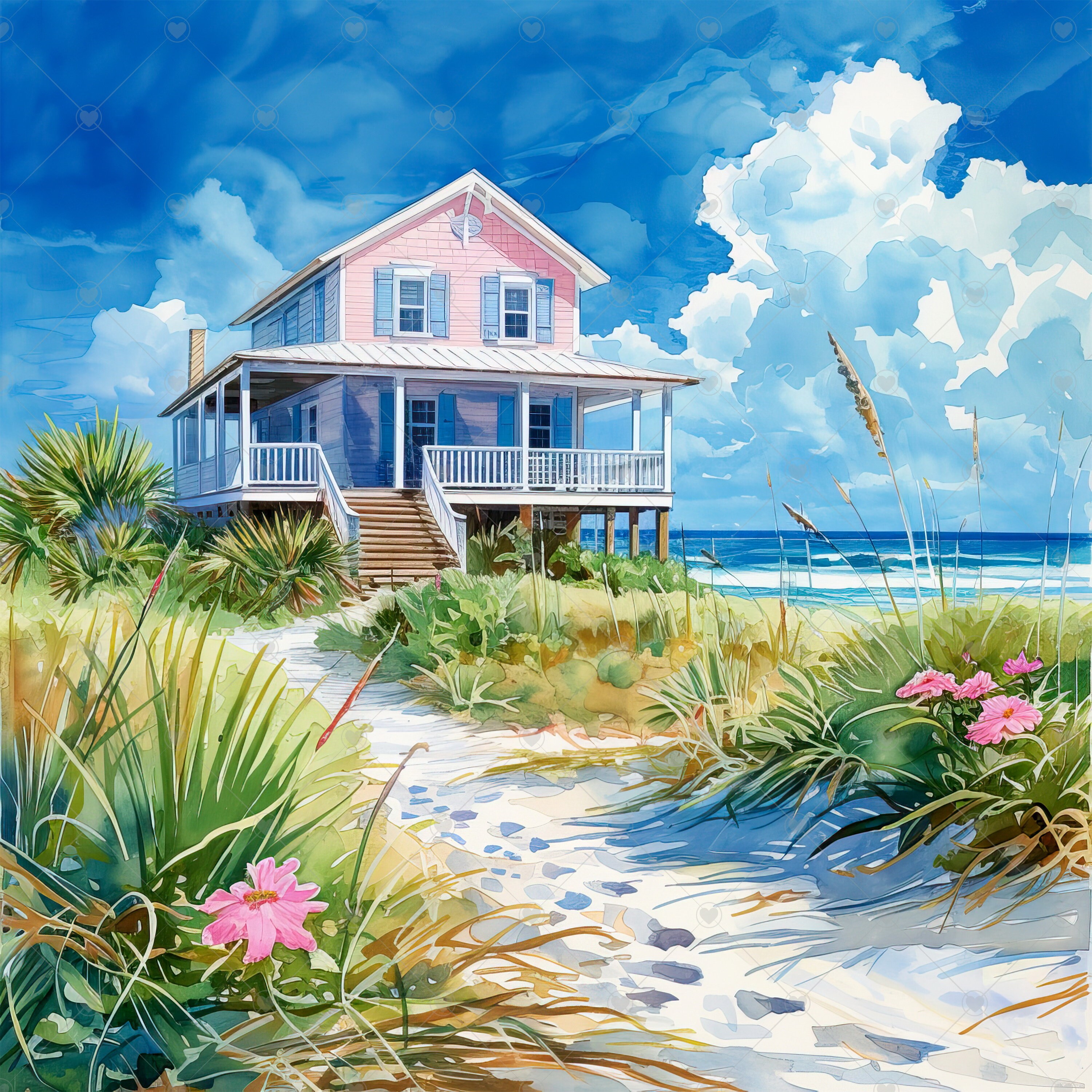 Beach House Scenery JPG Clipart Bundle- Digital Download - Etsy Canada