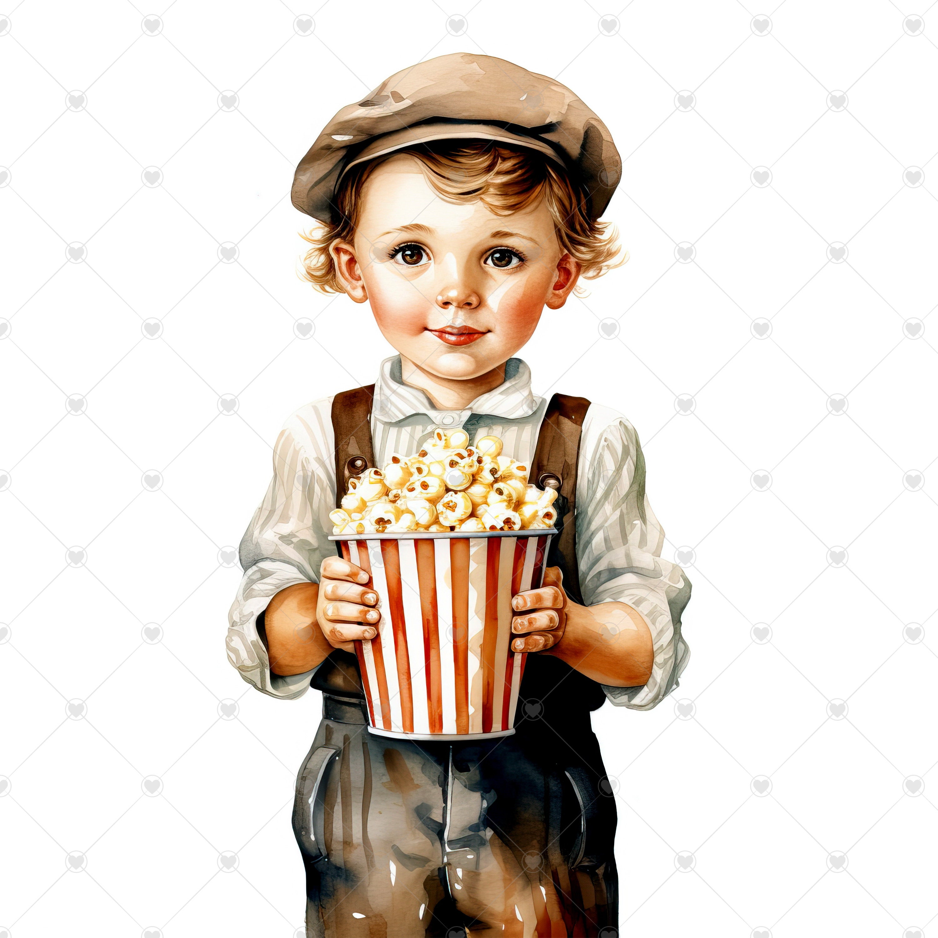 Retro Little Boy Holding a Popcorn Bucket Clipart Bundle 10 - Etsy