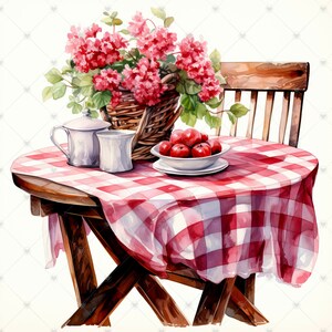 Wooden Country Table Clipart Bundle- 10 High Quality Watercolor Jpgs ...