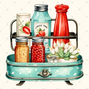 Retro Spice Rack Clipart Bundle- 10 High Quality Watercolor Jpgs ...