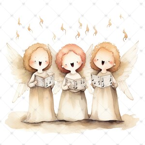 Adorable Little Angels Singing Christmas Carols Clipart Bundle- 10 High ...