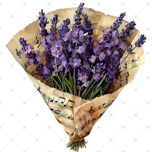 Lavender Bouquet in Music Notes Clipart Bundle- 10 High Quality ...