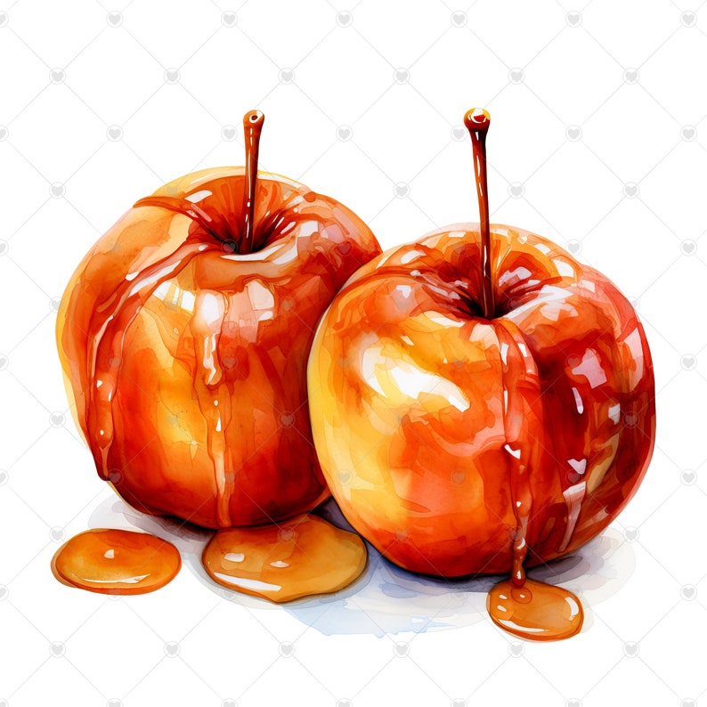 Caramel Apples Clipart Bundle 10 High Quality Watercolor - Etsy