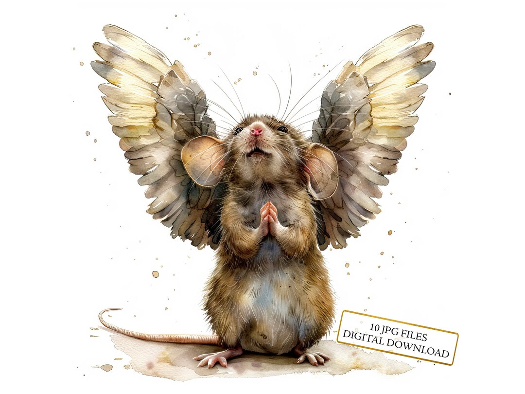 Little Mouse With Angel Wings Clipart Bundle- 10 High Quality ...