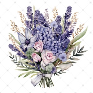 Lavender Bouquet Clipart Bundle- 10 High Quality Watercolor Jpgs ...