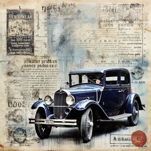 Vintage Car on Aged Newspaper Clipart Bundle- 10 High Quality ...