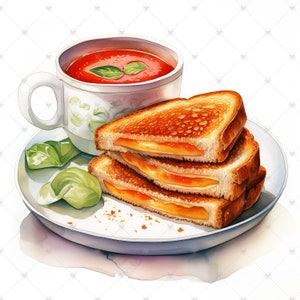 Tomato Soup and Grilled Cheese Sandwich Clipart Bundle- 10 High Quality ...