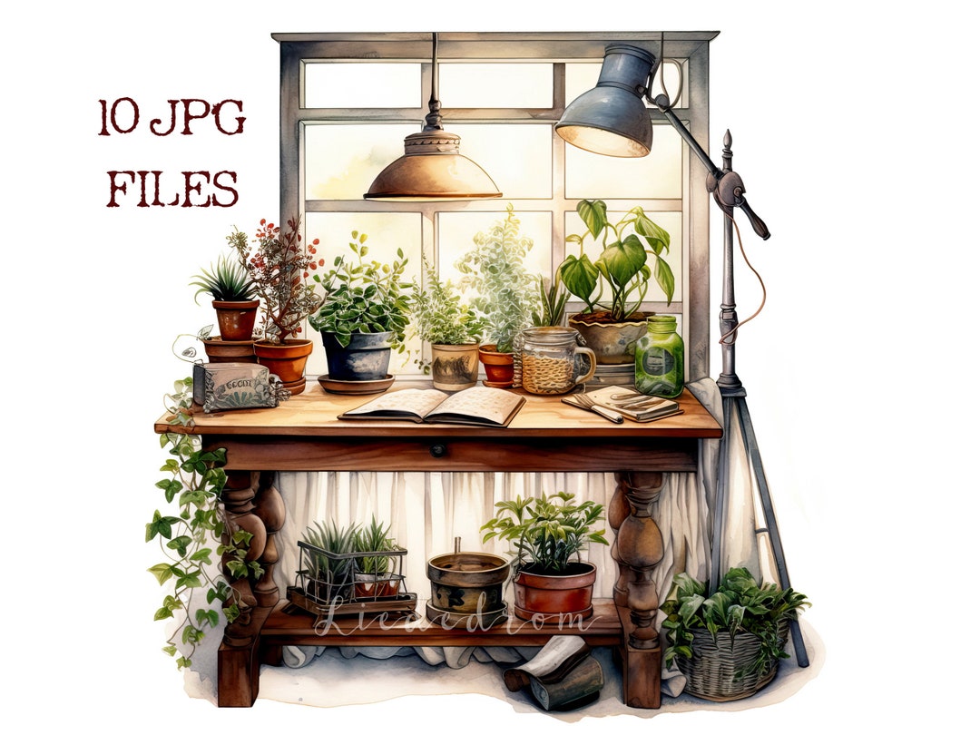 Bookworm's Cozy Cluttered Desk Clipart Bundle 10 High - Etsy