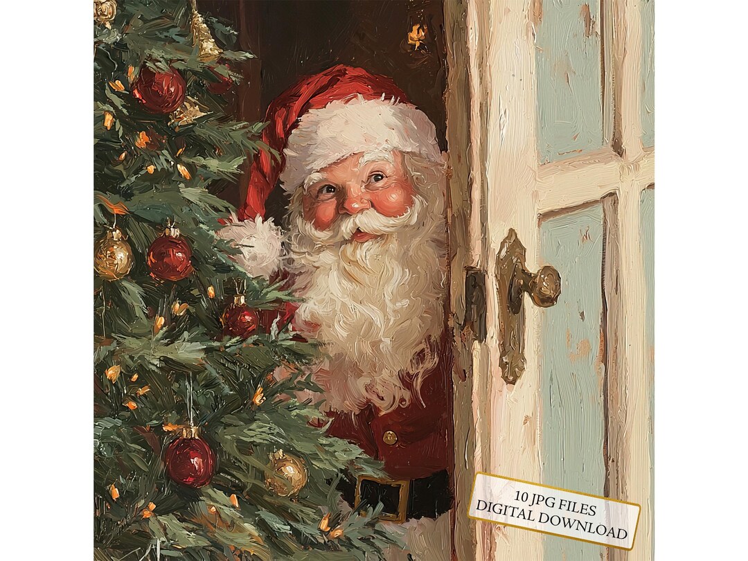 Santa Claus Sneaking in to Bring Presents Clipart Bundle- 10 High ...