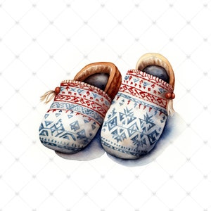 Pair of Christmas Knit Slippers Clipart Bundle- 10 High Quality ...