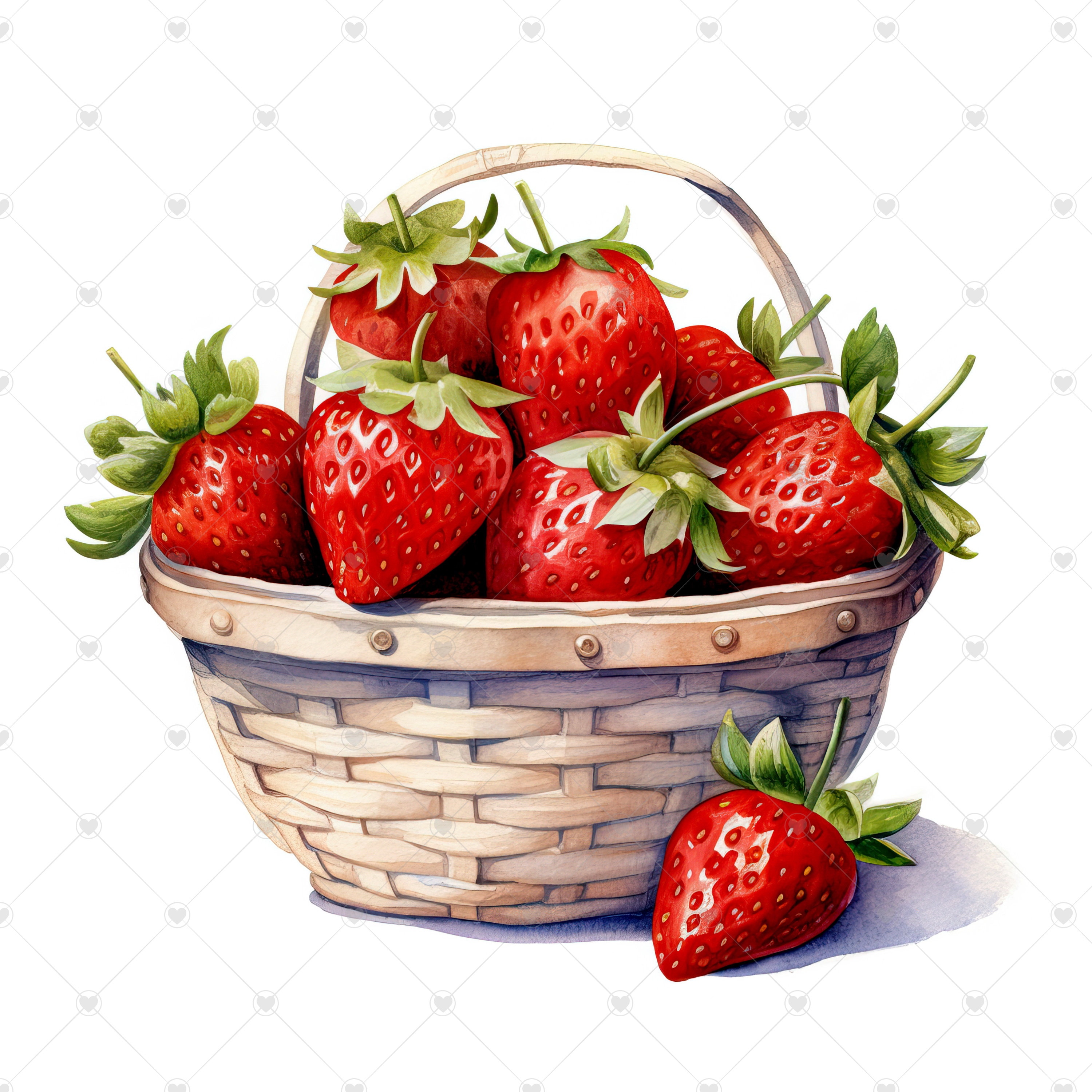 Strawberry Basket Clipart Bundle 10 High Quality Watercolor - Etsy