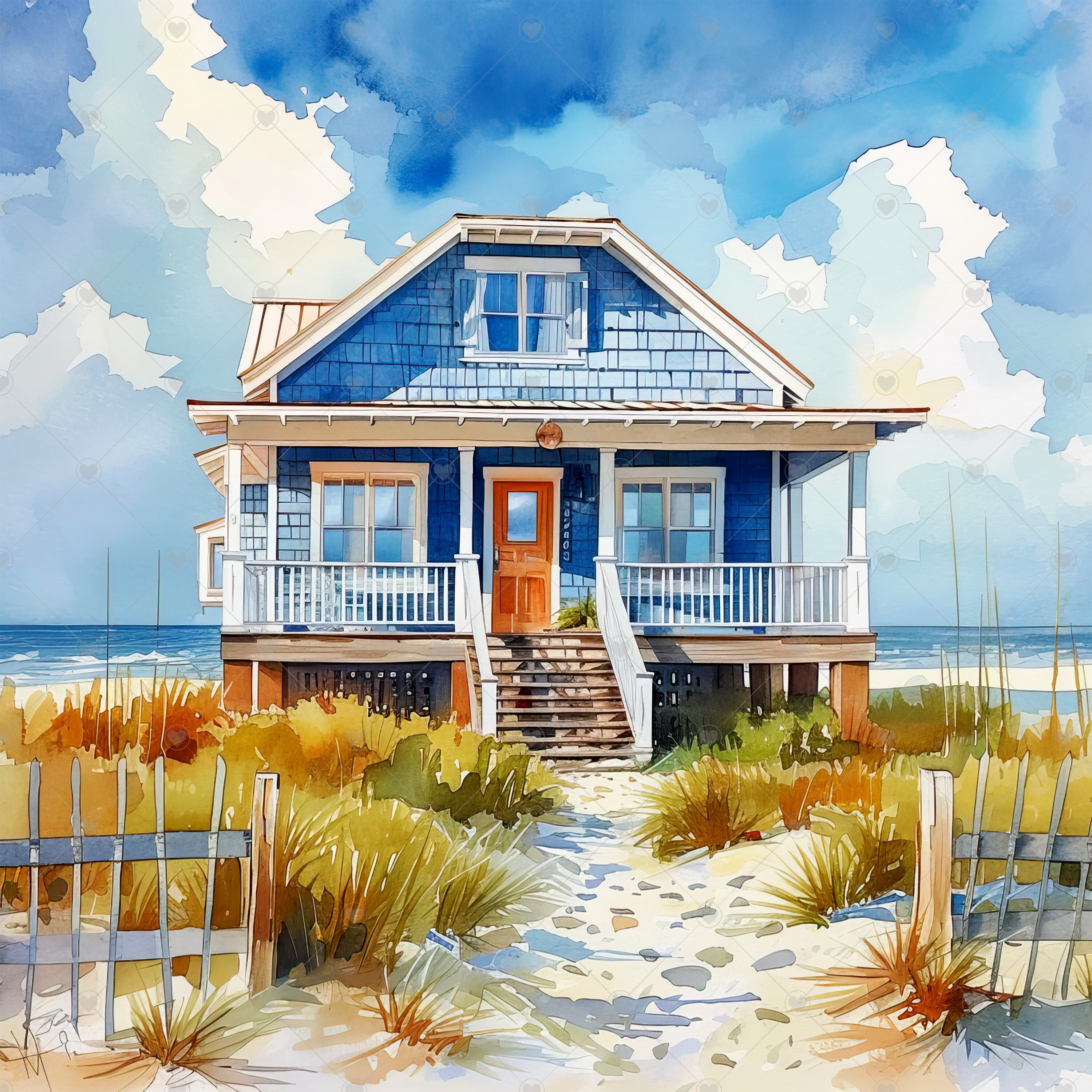 Beach House Scenery JPG Clipart Bundle- Digital Download - Etsy Canada