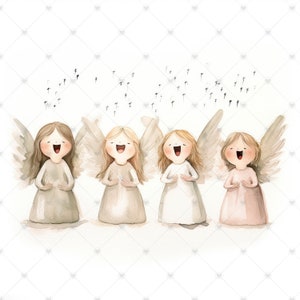 Adorable Little Angels Singing Christmas Carols Clipart Bundle- 10 High ...