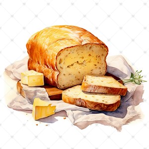 Bread and Cheese Clipart Bundle- 10 High Quality Watercolor Jpgs ...