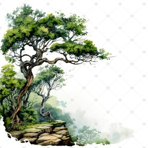 Tree Growing From Stone Page Border Corner Clipart Bundle- 10 High ...