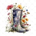 Rain Boots and Wildflowers Clipart Bundle 10 High Quality Watercolor ...