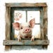 Adorable Little Pig Peeking Through the Window JPG Clipart Bundle ...